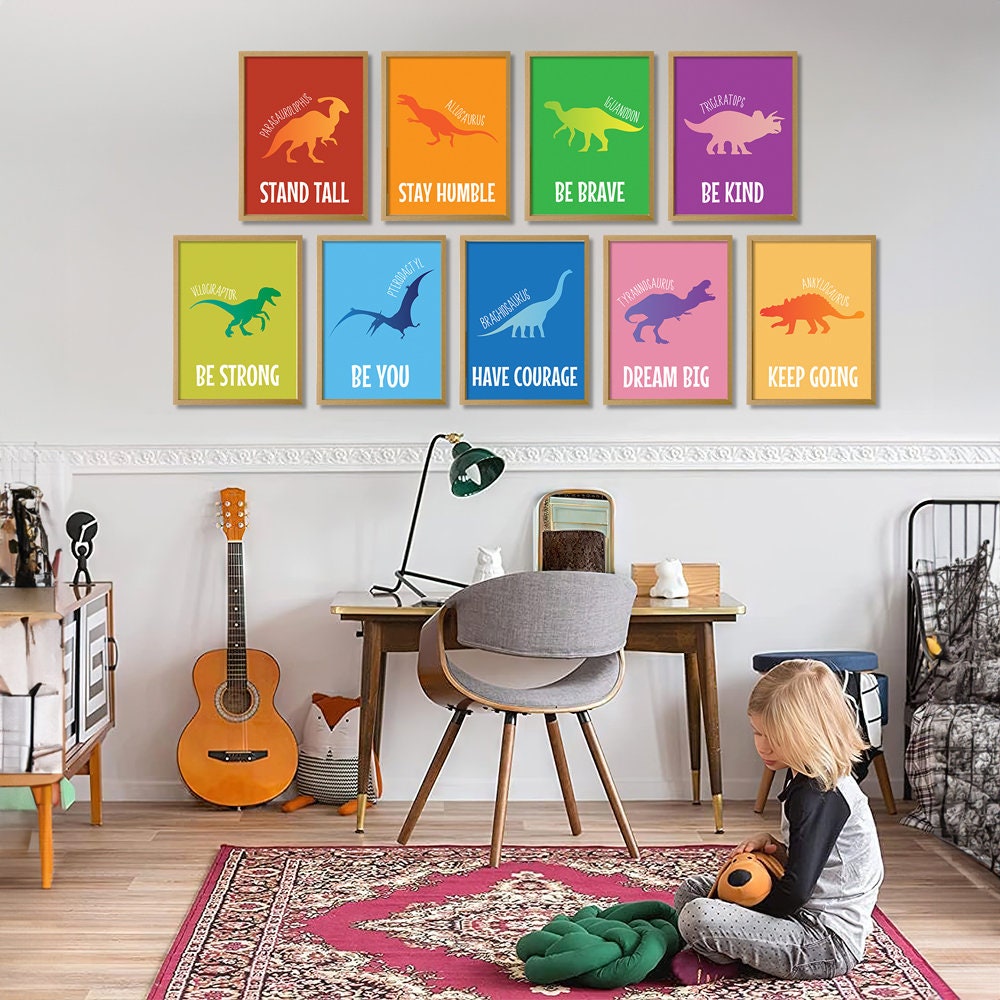 Dinosaur Motivational Posters Set Set of 9 Educational Wall Art for ...