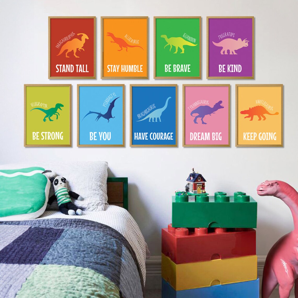 Dinosaur Motivational Posters Set Set of 9 Educational Wall Art for ...