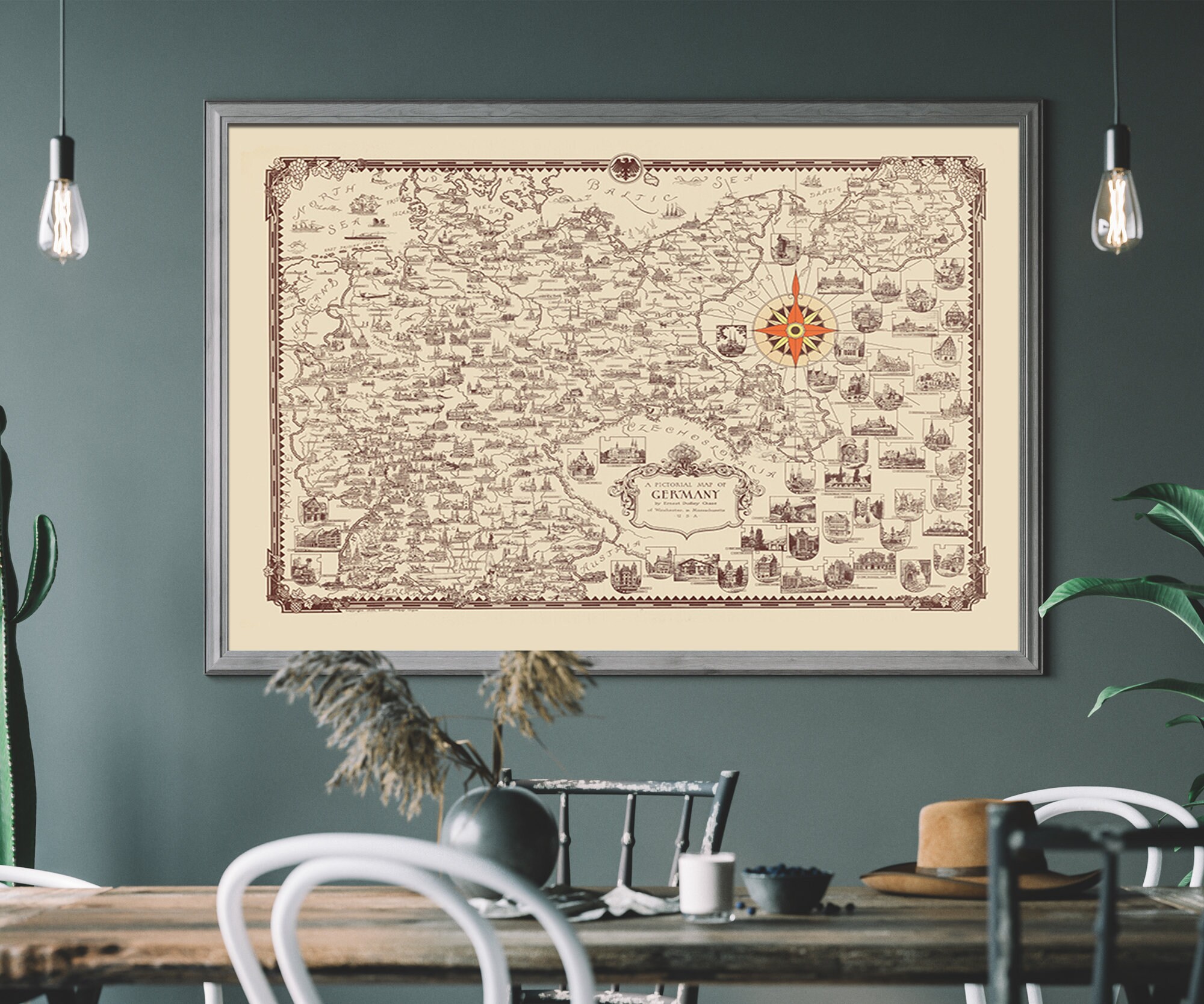 Map of Germany 1930 Germany in 1930 Vintage Wall Map Classic Wall Decor ...