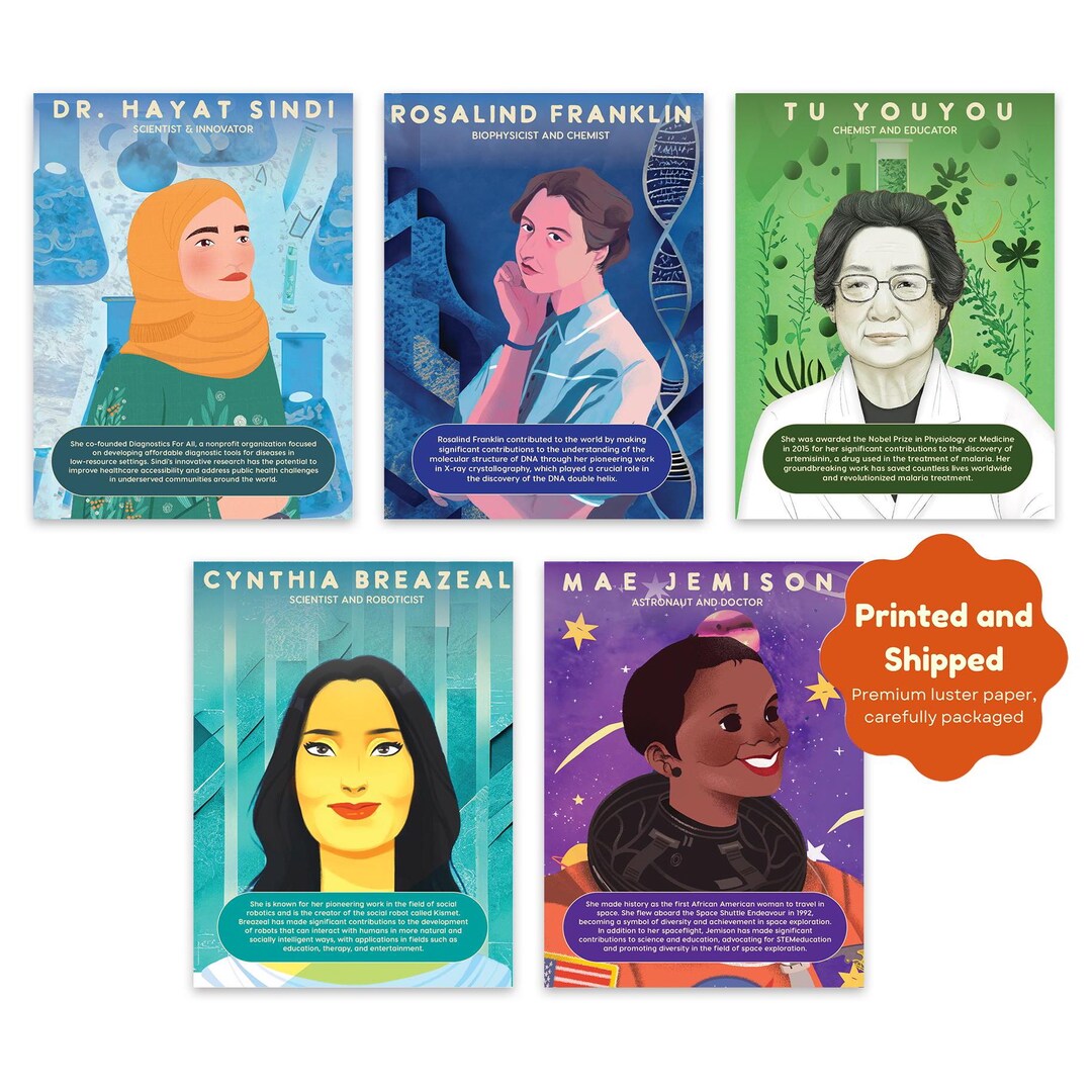 Set of 5 Women in Science Posters | STEM Kids Classroom Decor | Women's ...