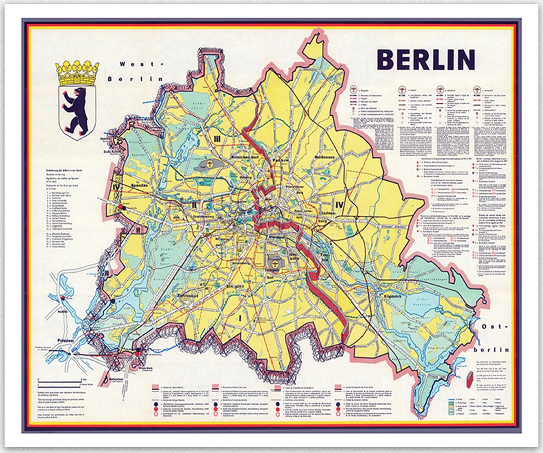 Map of Berlin Capital of Germany Vintage Map of Berlin European City ...