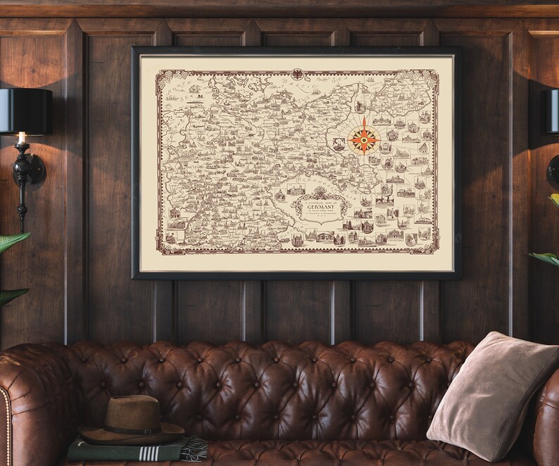 Map of Germany 1930 Germany in 1930 Vintage Wall Map Classic Wall Decor ...