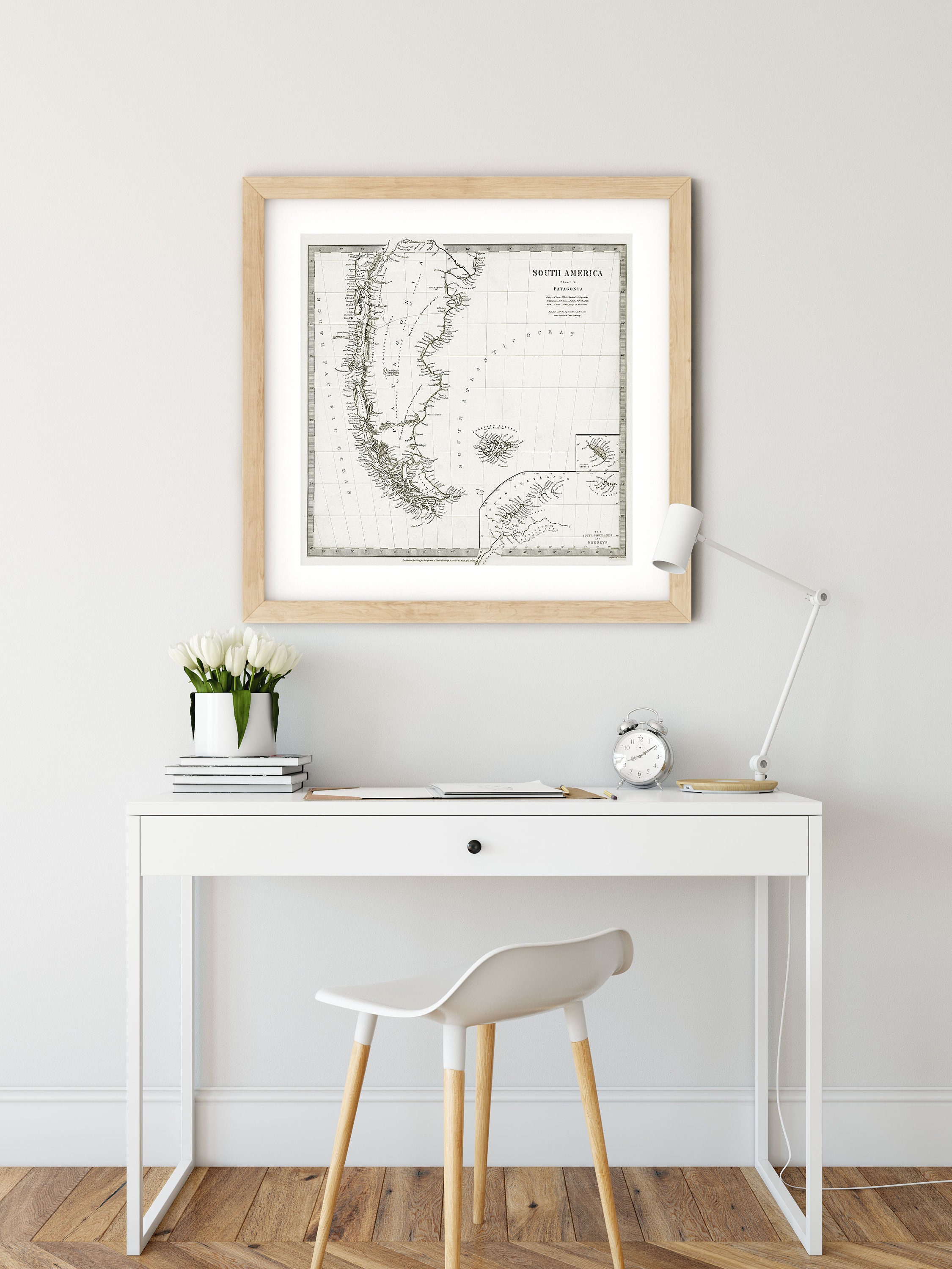 Patagonia Map Vintage Style Map of Patagonia 1838 Wall Decor South ...