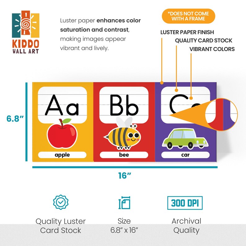 Set of 16 Alphabets and Numbers Learning Posters, Educational Posters ...