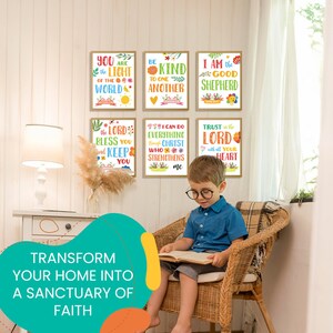 Bible Verse Posters Set of 6 - Christian Wall Art for Kids, Nursery ...
