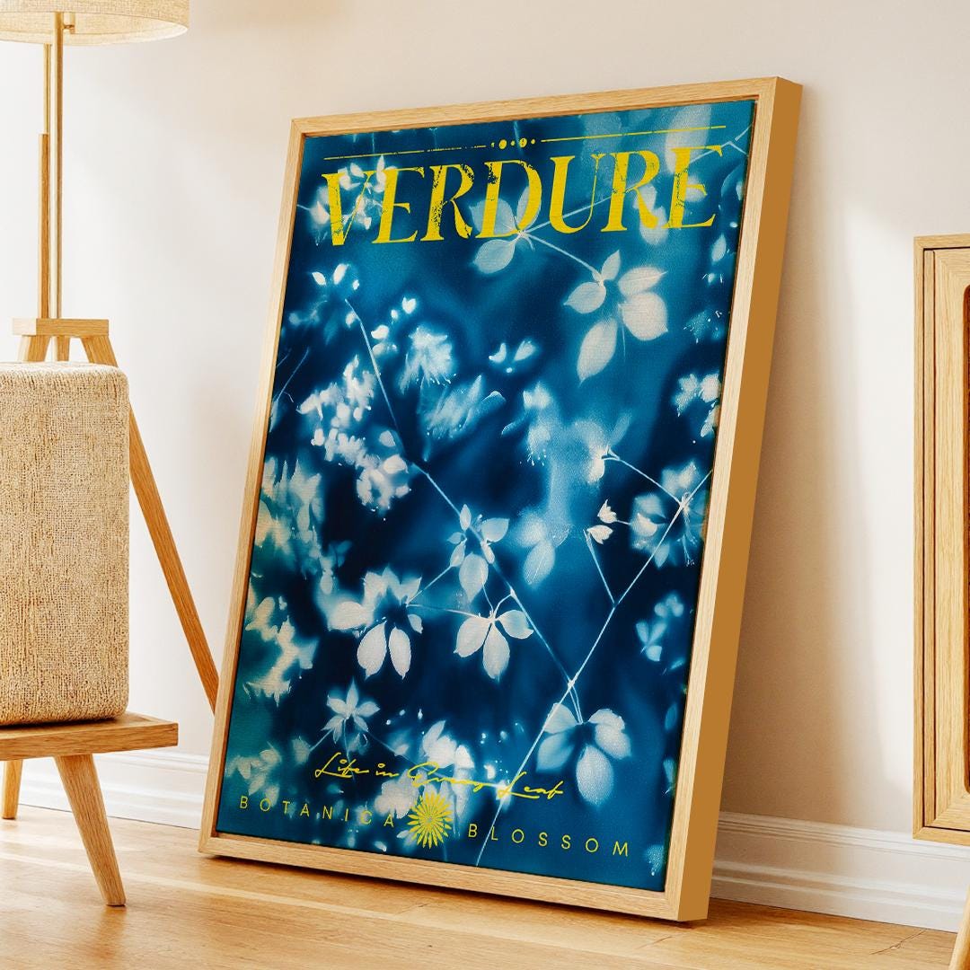 Cyanotype Botanical Print With Text – Abstract Nature Shadow Study ...