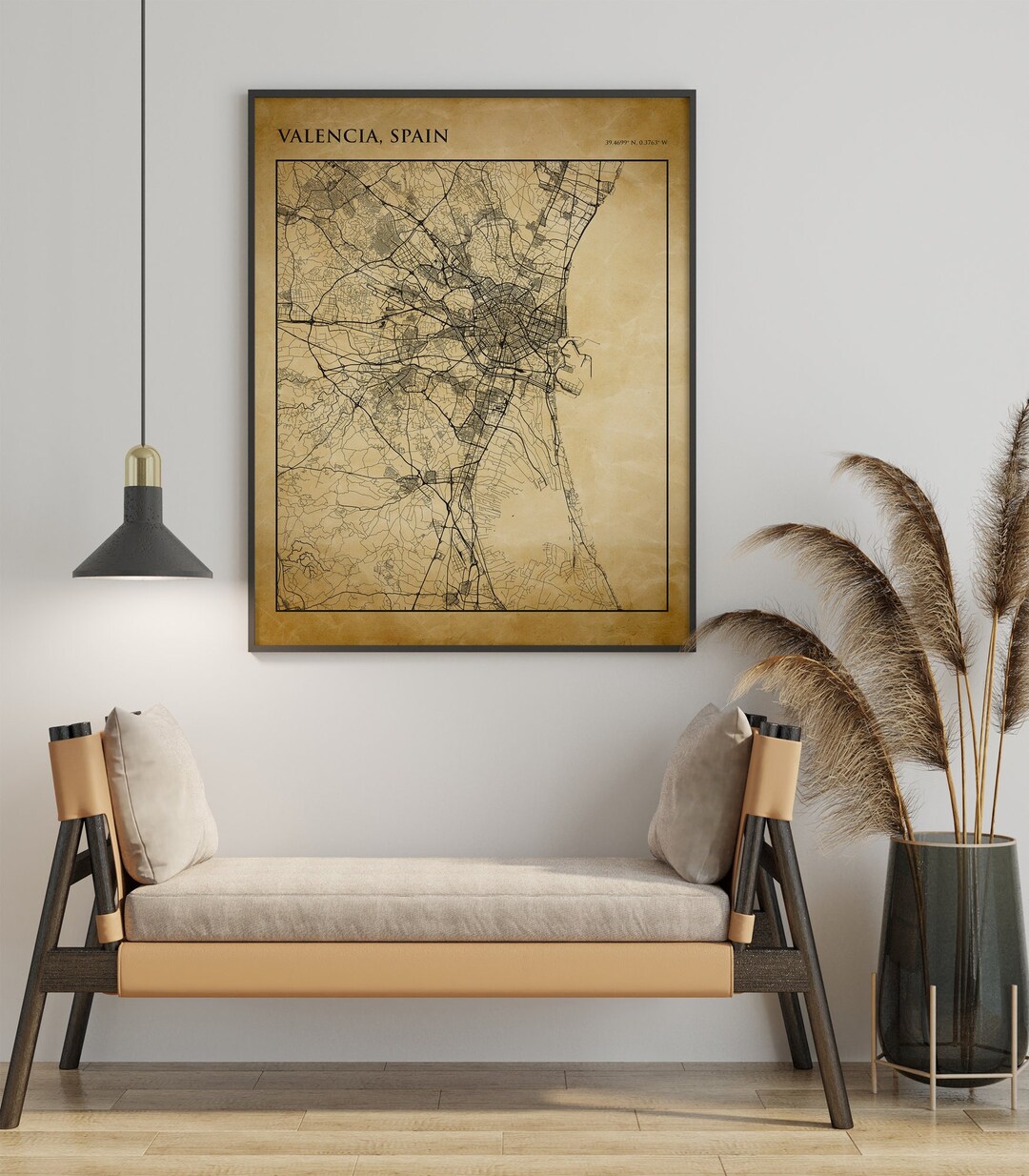 Valencia Aesthetic Street Map Poster Espagne Carte Home Office Decor ...