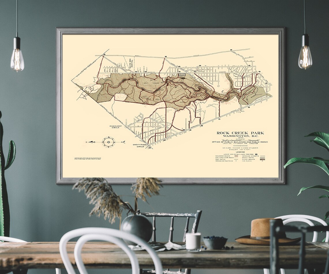 Rock Creek Park Map Map of Rock Creek Park Vintage Wall Art - Etsy