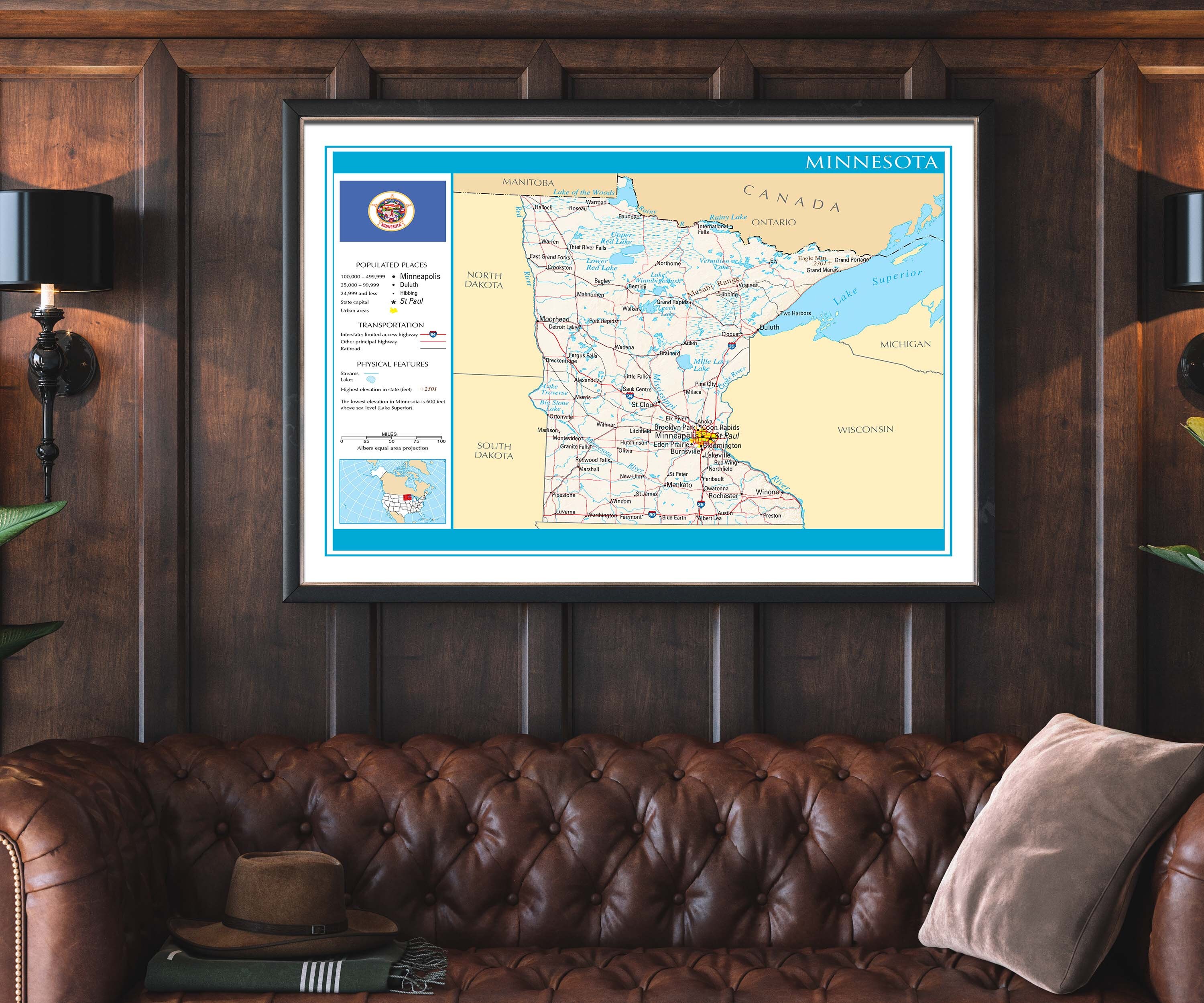 Minnesota Map USA Posters Modern Room Decor United States - Etsy