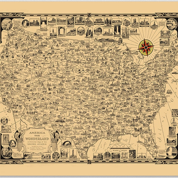 Aesthetic Map of Usa - Etsy