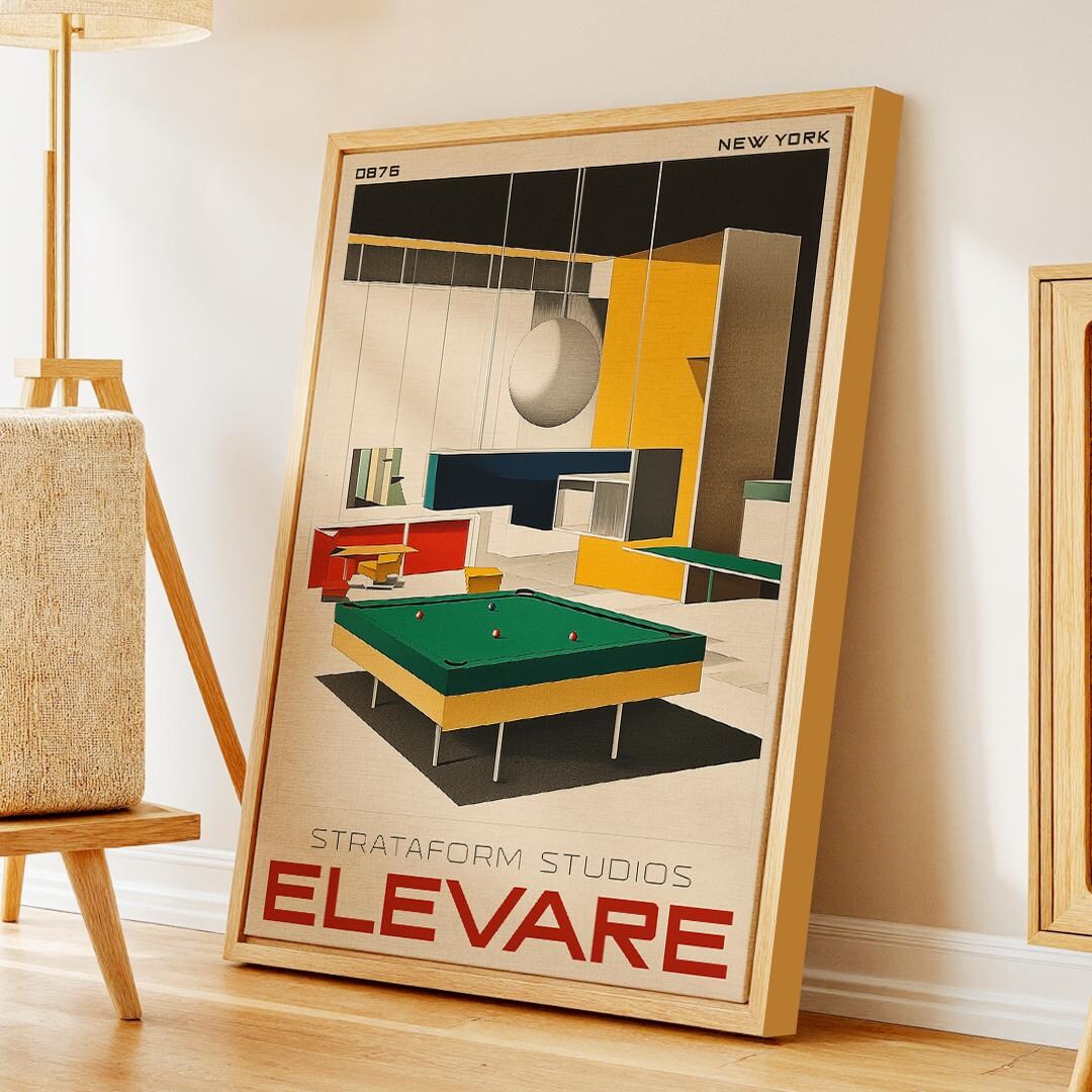 Billiards Room Modernist Poster – Mid Century Game Room Wall Art ...