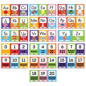 Set of 16 Alphabets and Numbers Learning Posters, Educational Posters ...