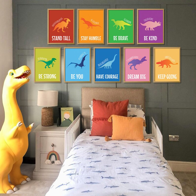 Dinosaur Motivational Posters Set - Set of 9 Educational Wall Art for ...