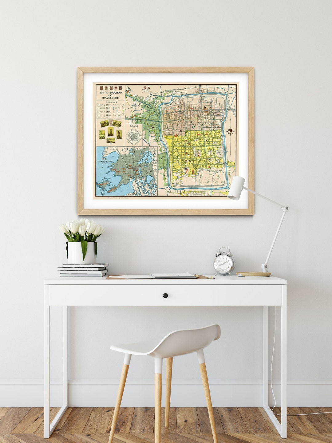 Suzhou Map Vintage Style Map of Suzhou 1931 Cloud Rock Pagoda Vintage ...