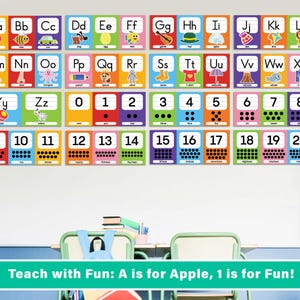 Set of 16 Alphabets and Numbers Learning Posters, Educational Posters ...