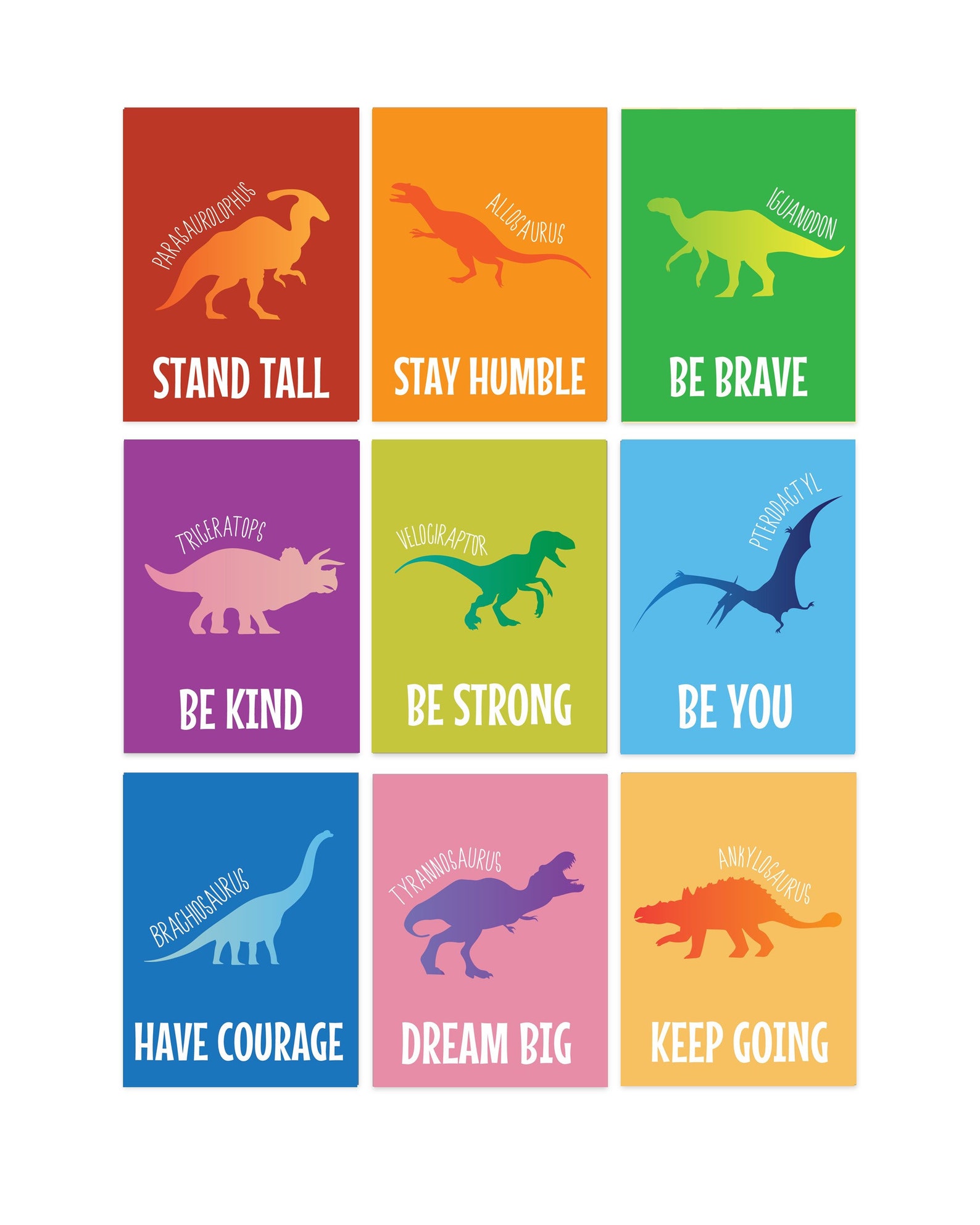Dinosaur Motivational Posters Set - Set of 9 Educational Wall Art for ...