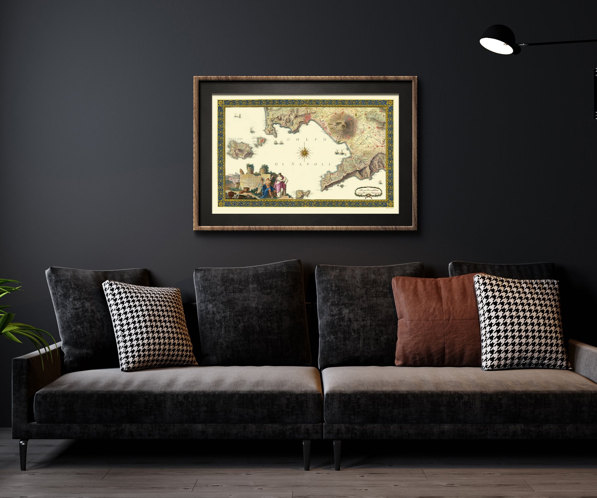 1974 Mapa de la decoración de la pared de Nápoles / Póster del mapa ...