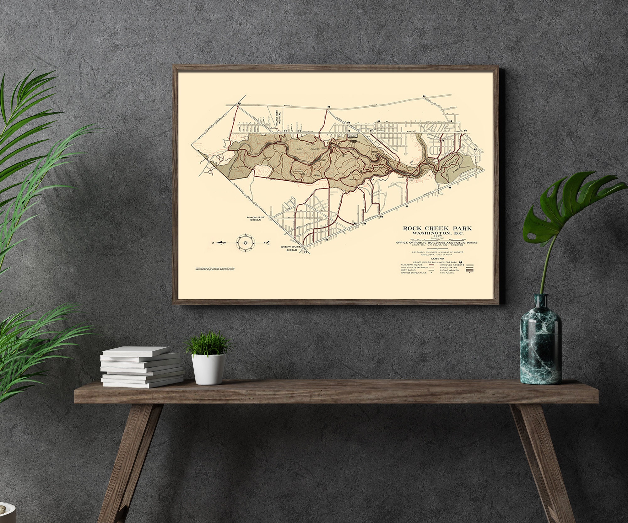 Rock Creek Park Map Map of Rock Creek Park Vintage Wall Art - Etsy
