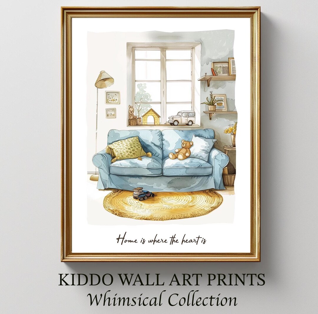 ART PRINT | Cozy Living Room Nursery Decor - Kids Home Illustration ...
