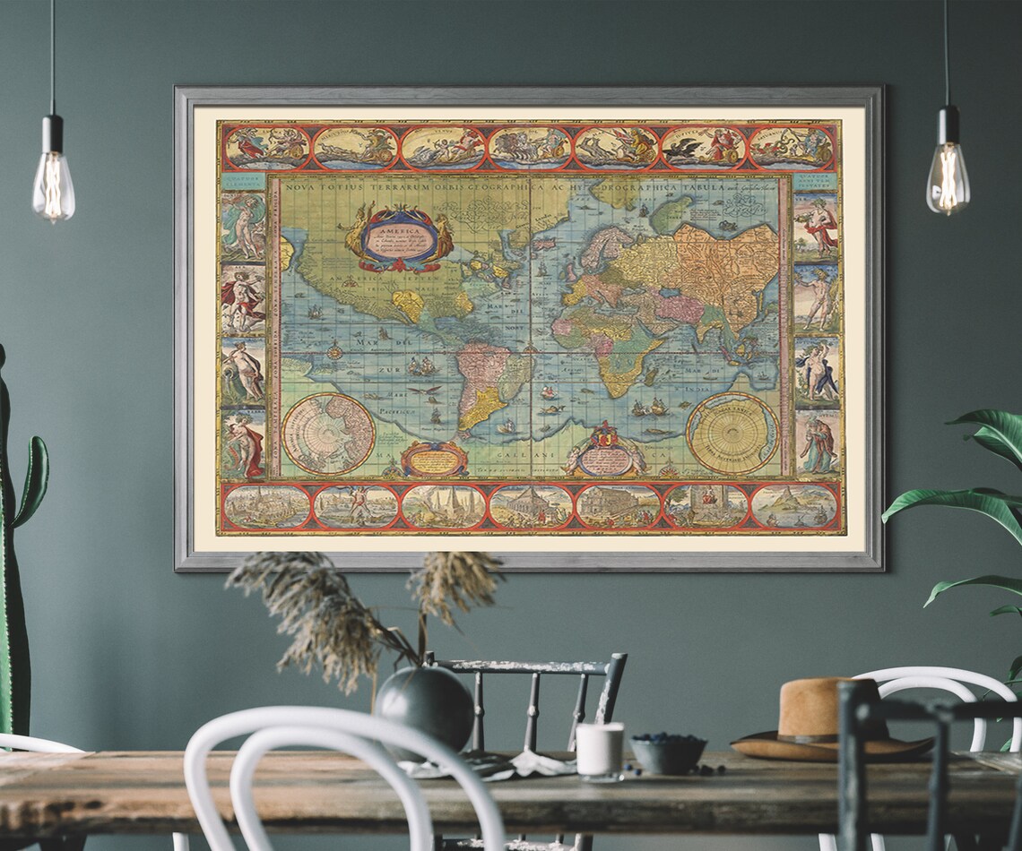 1649 Map of the World by Willem Blaeu Vintage Art Willem - Etsy