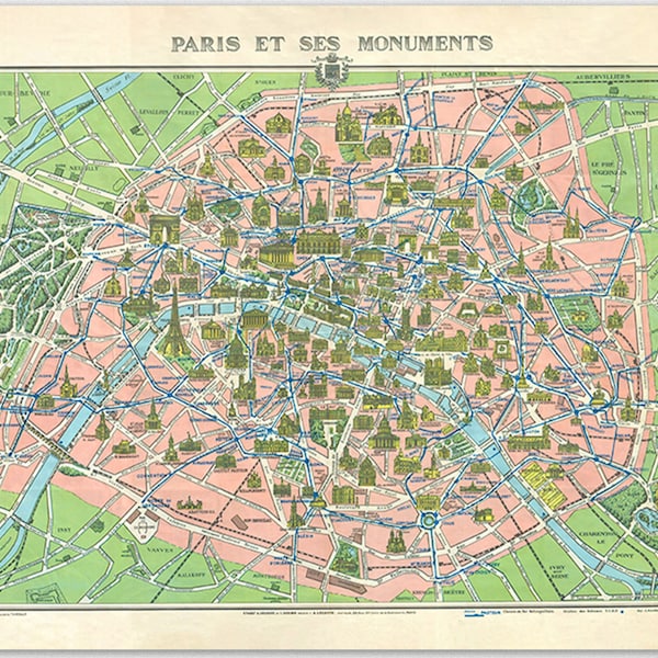 Map of Paris - Etsy