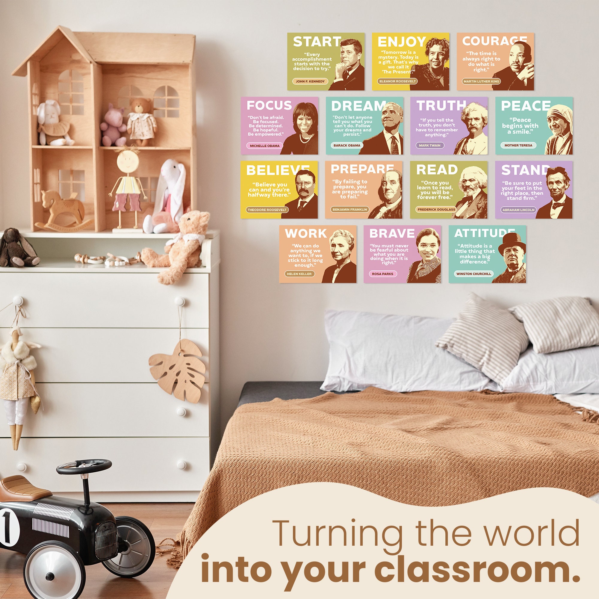 Kids Inspirational Leaders Quote Posters, Set of 14 - Double-sided ...