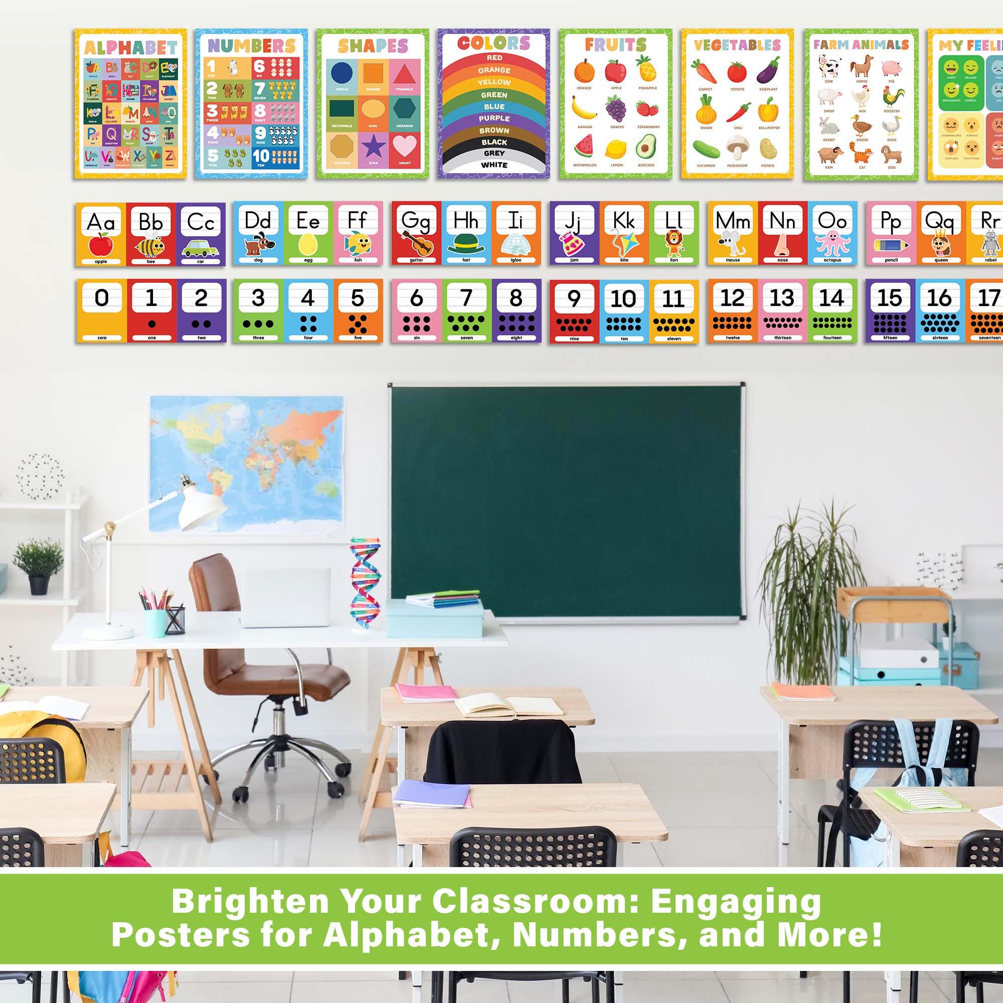 Set of 34 Kids Educational Posters, Alphabet Posters,playroom Prints ...