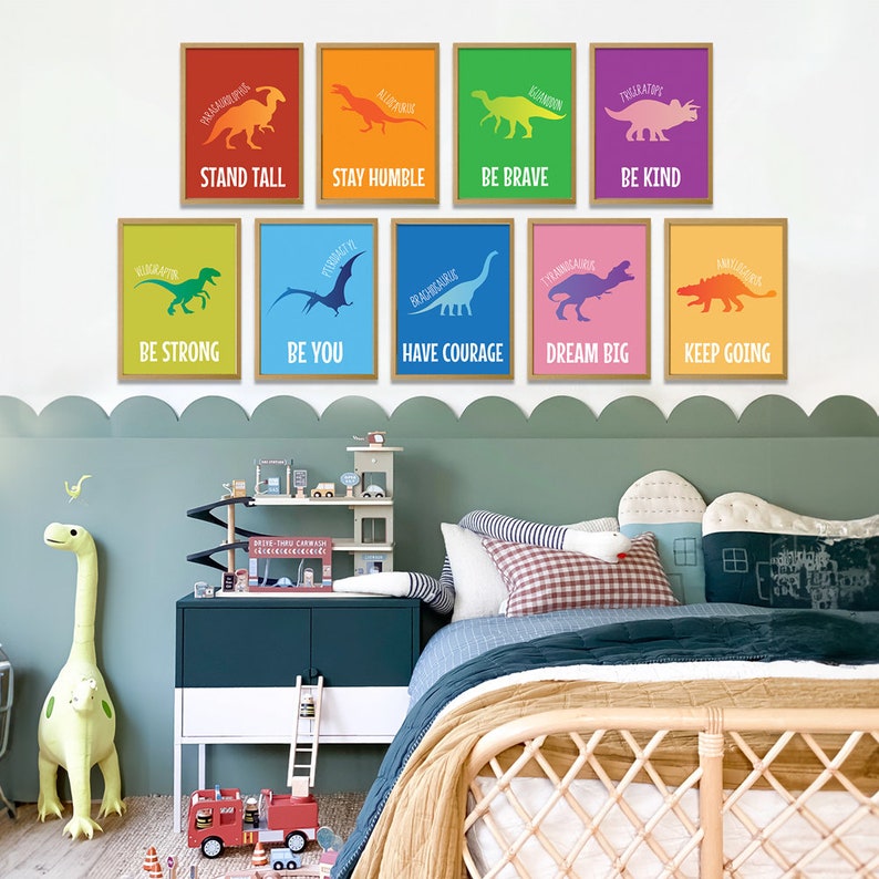 Dinosaur Motivational Posters Set - Set of 9 Educational Wall Art for ...