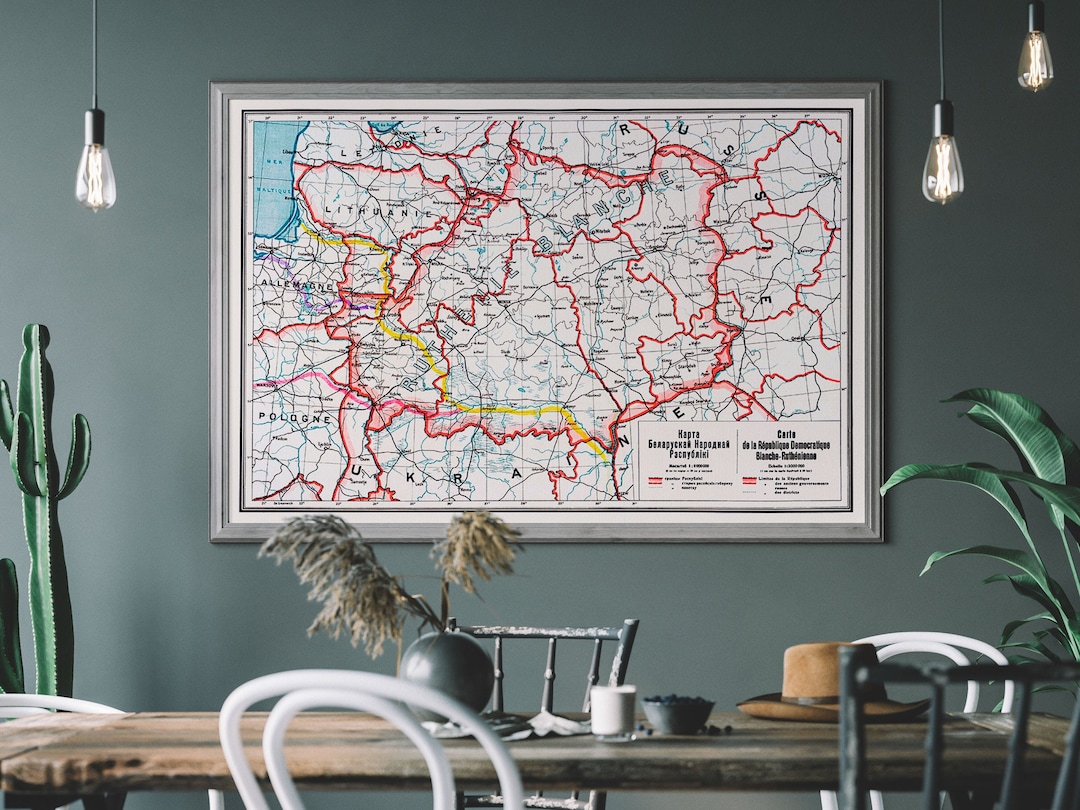 White Ruthenia Vintage Style Map of White Russia 1918 Soviet Union ...