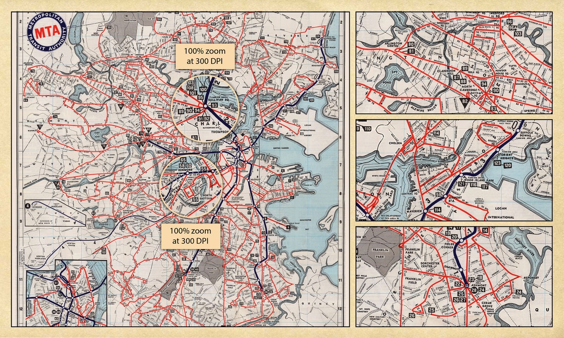 Boston Map Vintage Style Map of Boston 1964 Boston Tea Party - Etsy