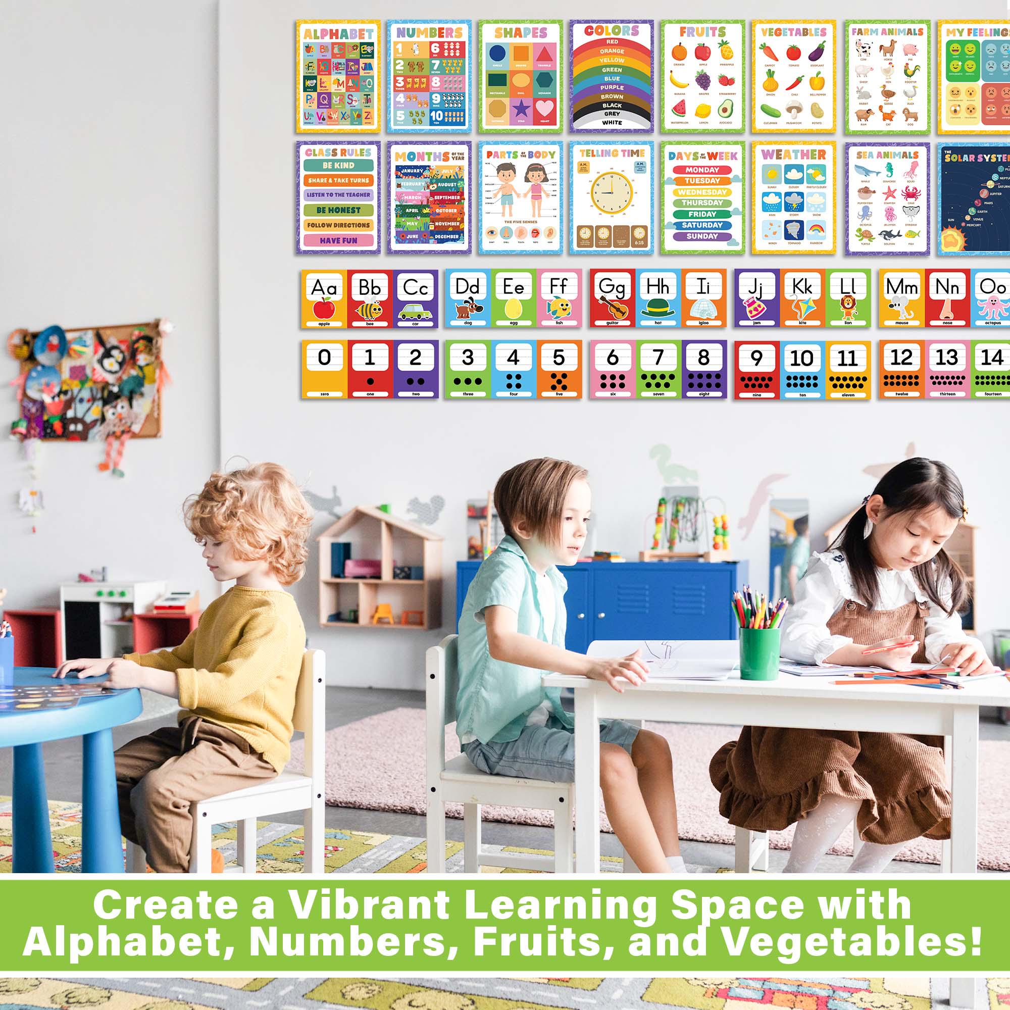 Kids Educational Posters: Alphabet, Numbers, Shapes - Set of 34 - Etsy