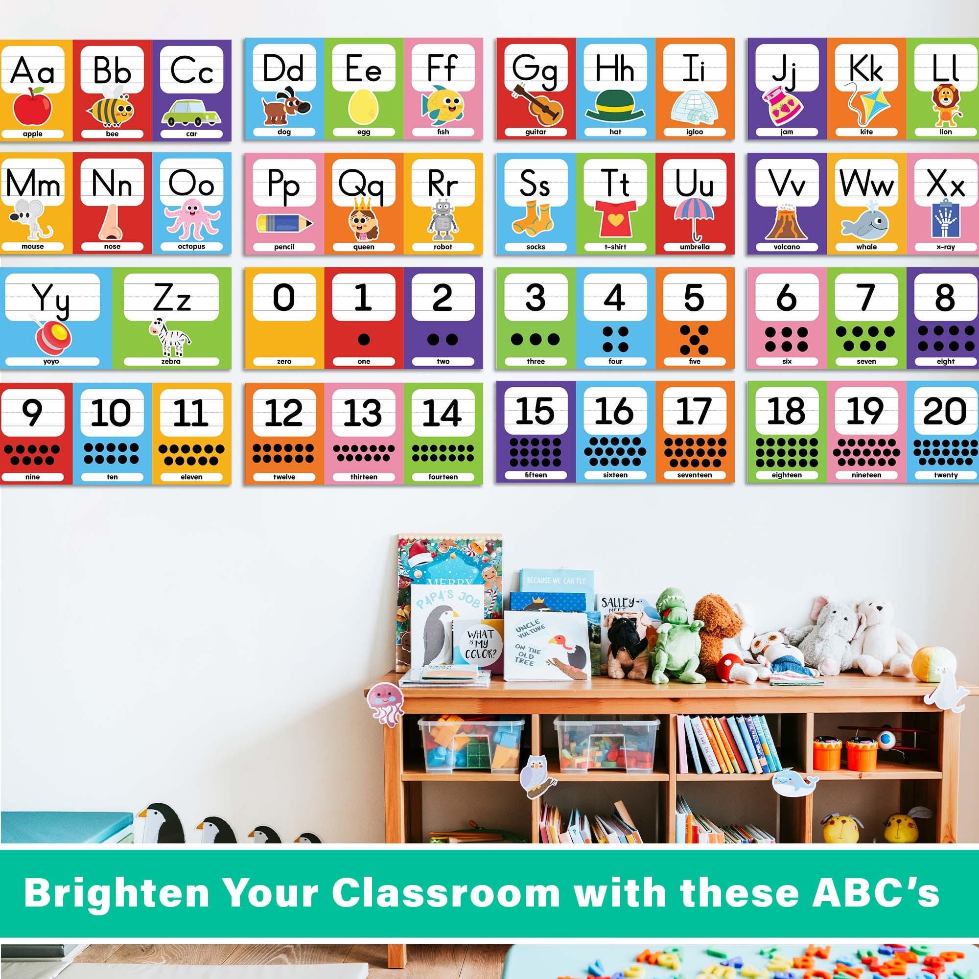 Set of 16 Alphabets and Numbers Learning Posters, Educational Posters ...