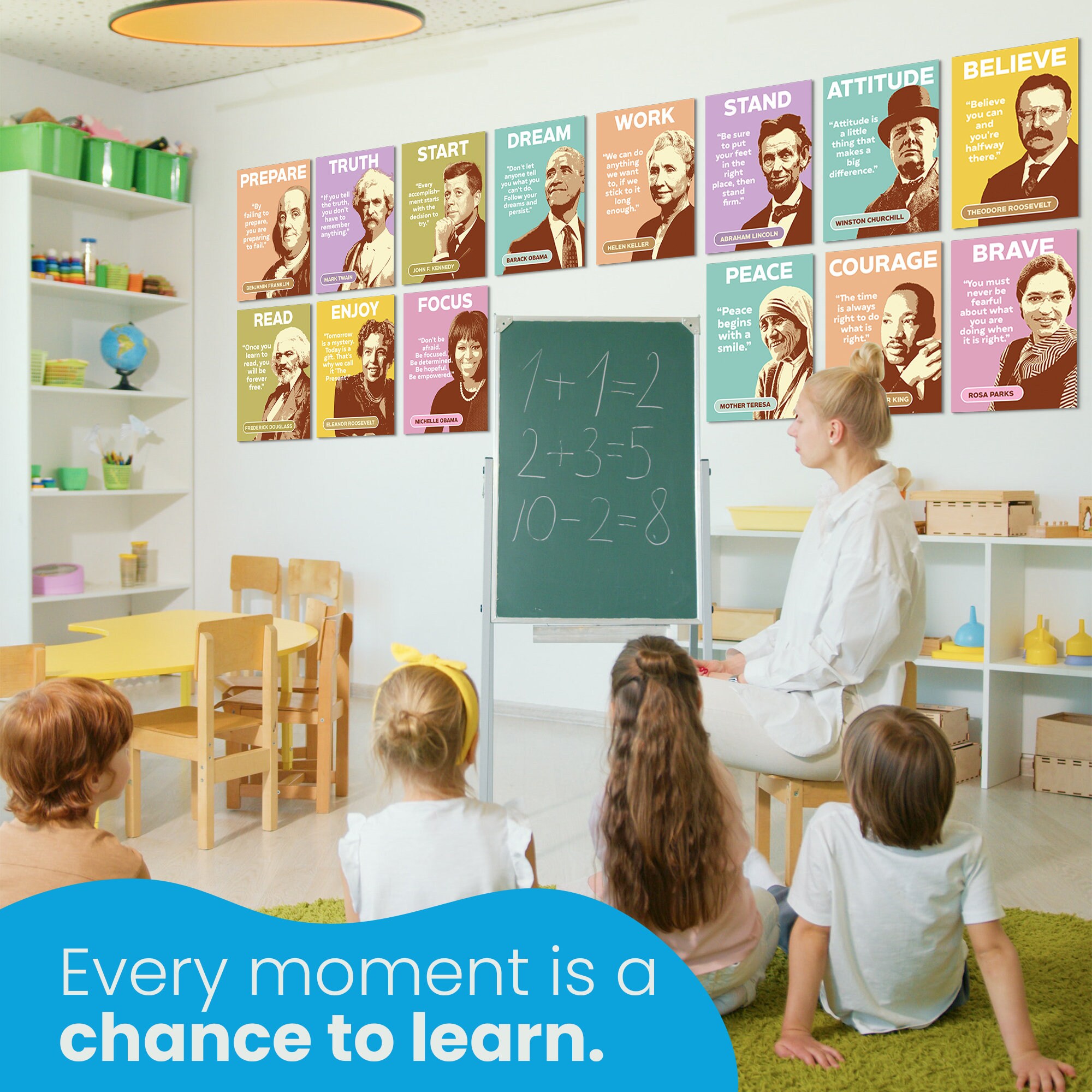 Kids Inspirational Leaders Quote Posters, Set of 14 - Double-sided ...