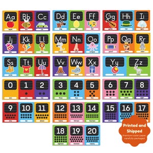Set of 16 Alphabets and Numbers Learning Posters, Educational Posters ...