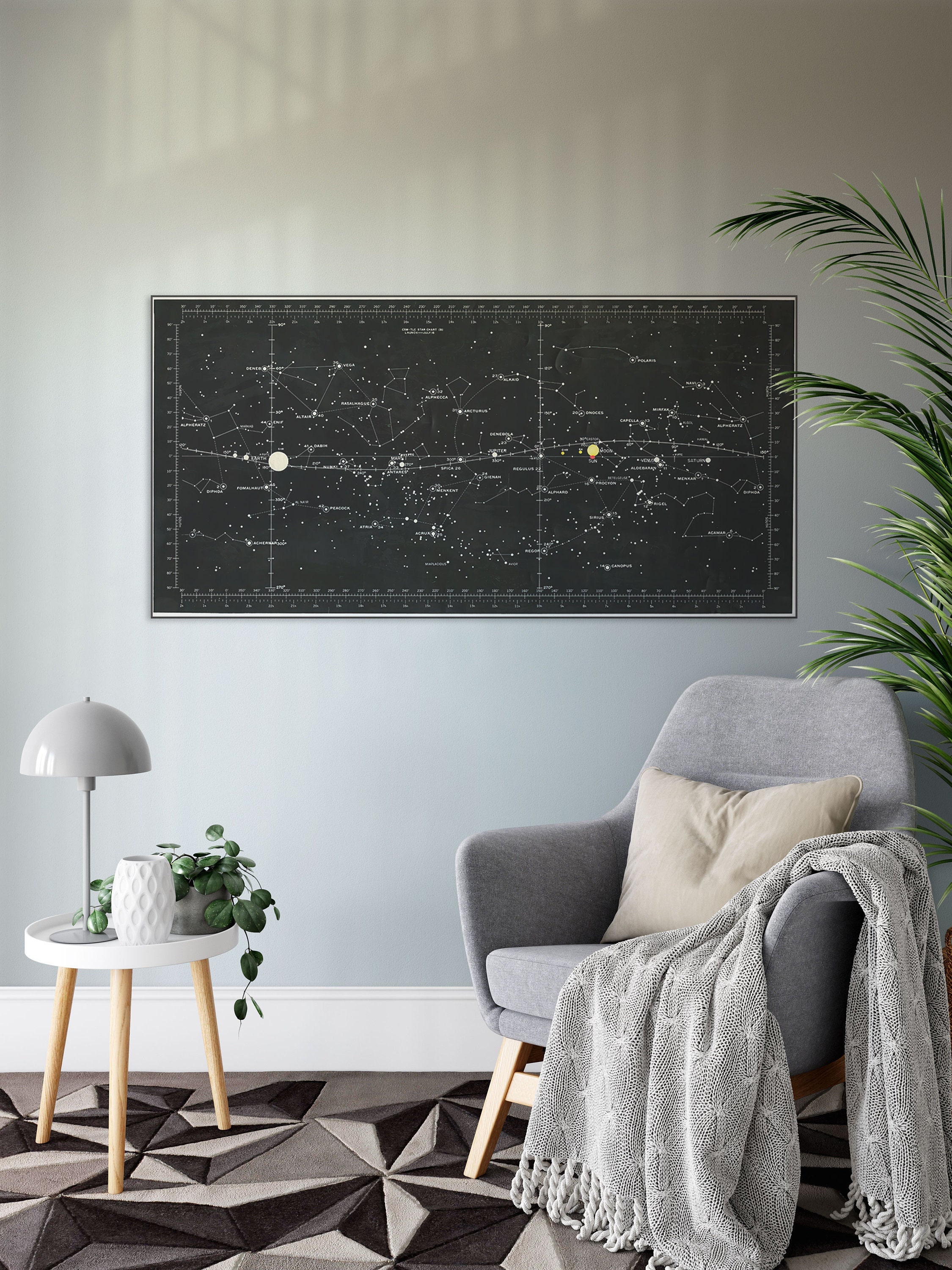 Apollo 11 Star Chart Space Star Map 1969 American Spaceflight Man on ...