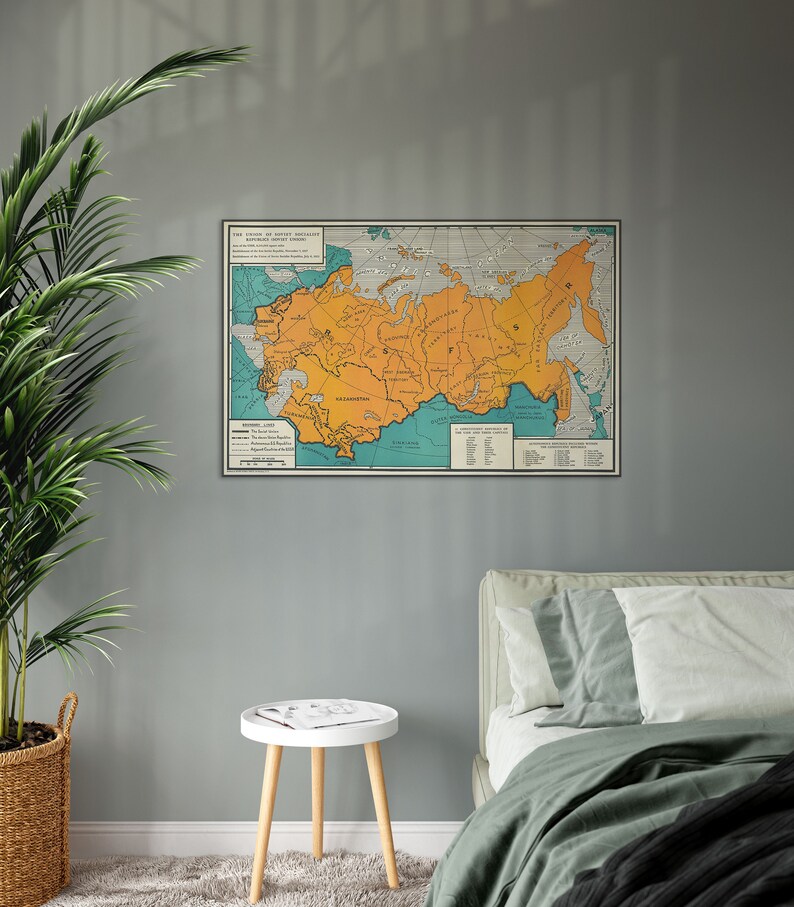 Soviet Union Vintage Style Map of the Soviet Union 1936 Classroom Map ...
