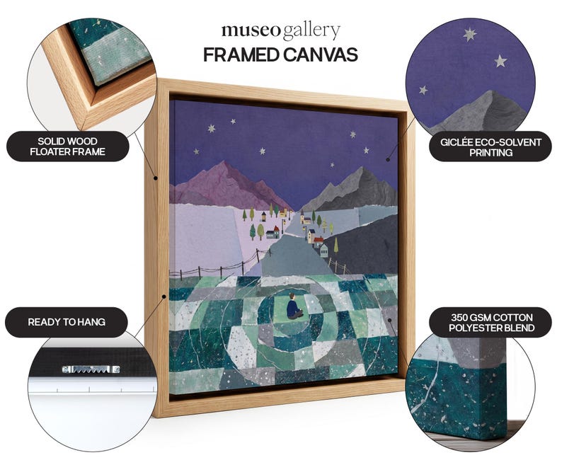 Mountain Village Nightscape Canvas: Whimsical Landscape Wall Art ...