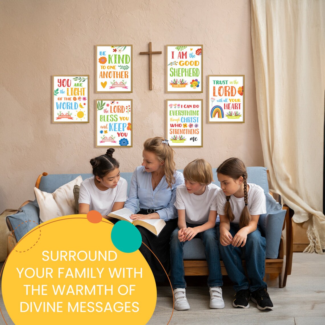 Bible Verse Posters Set of 6 - Christian Wall Art for Kids, Nursery ...