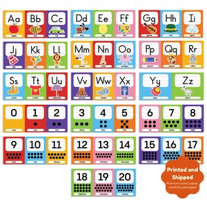 Set of 16 Alphabets and Numbers Learning Posters, Educational Posters ...