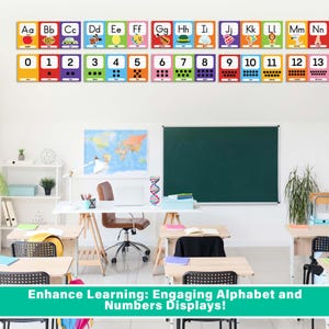 Set of 16 Alphabets and Numbers Learning Posters, Educational Posters ...