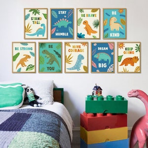 Dinosaur Inspirational Posters Set - Set of 9 Educational Wall Art for ...