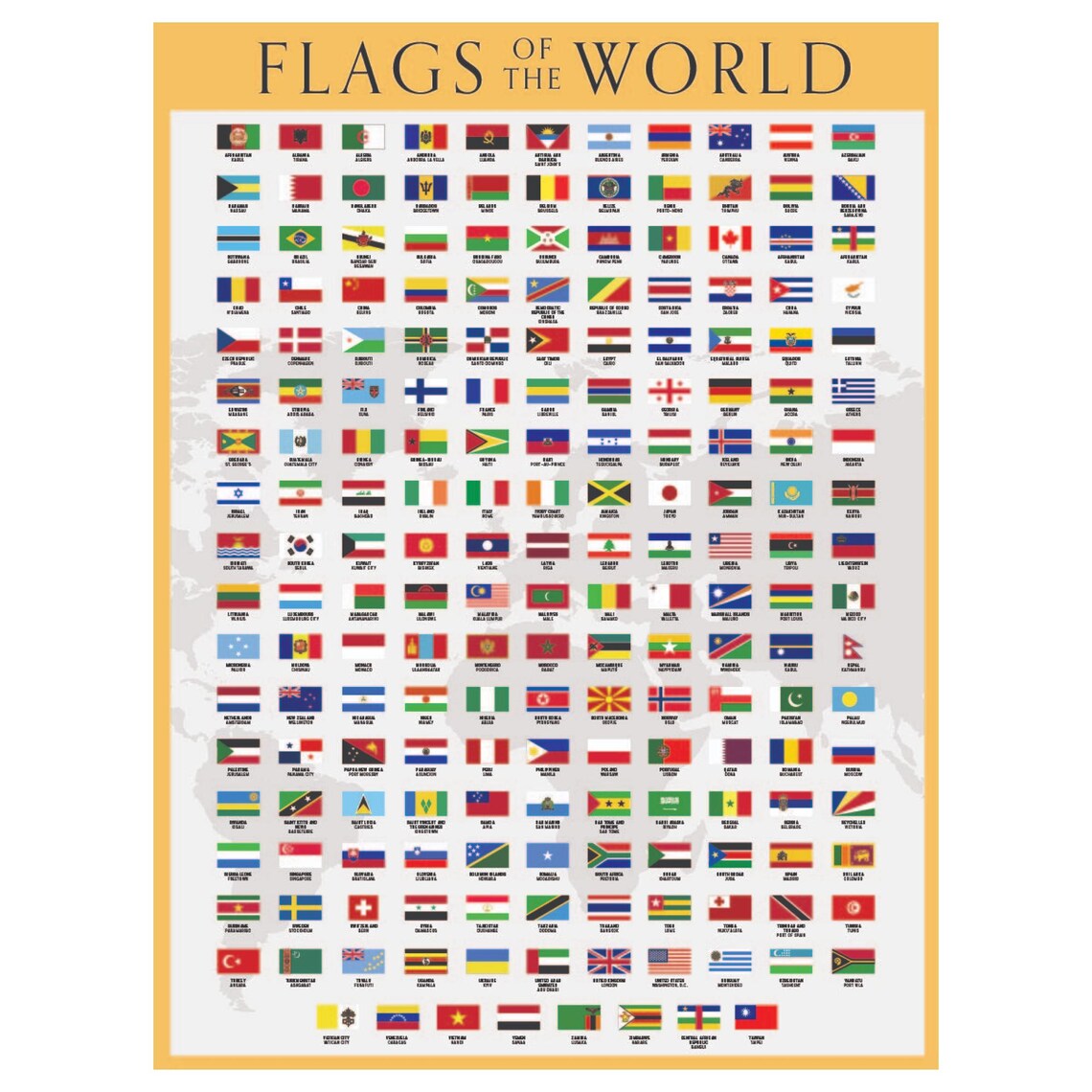 Flags of the World Poster, Educational Wall Art, Classroom World ...