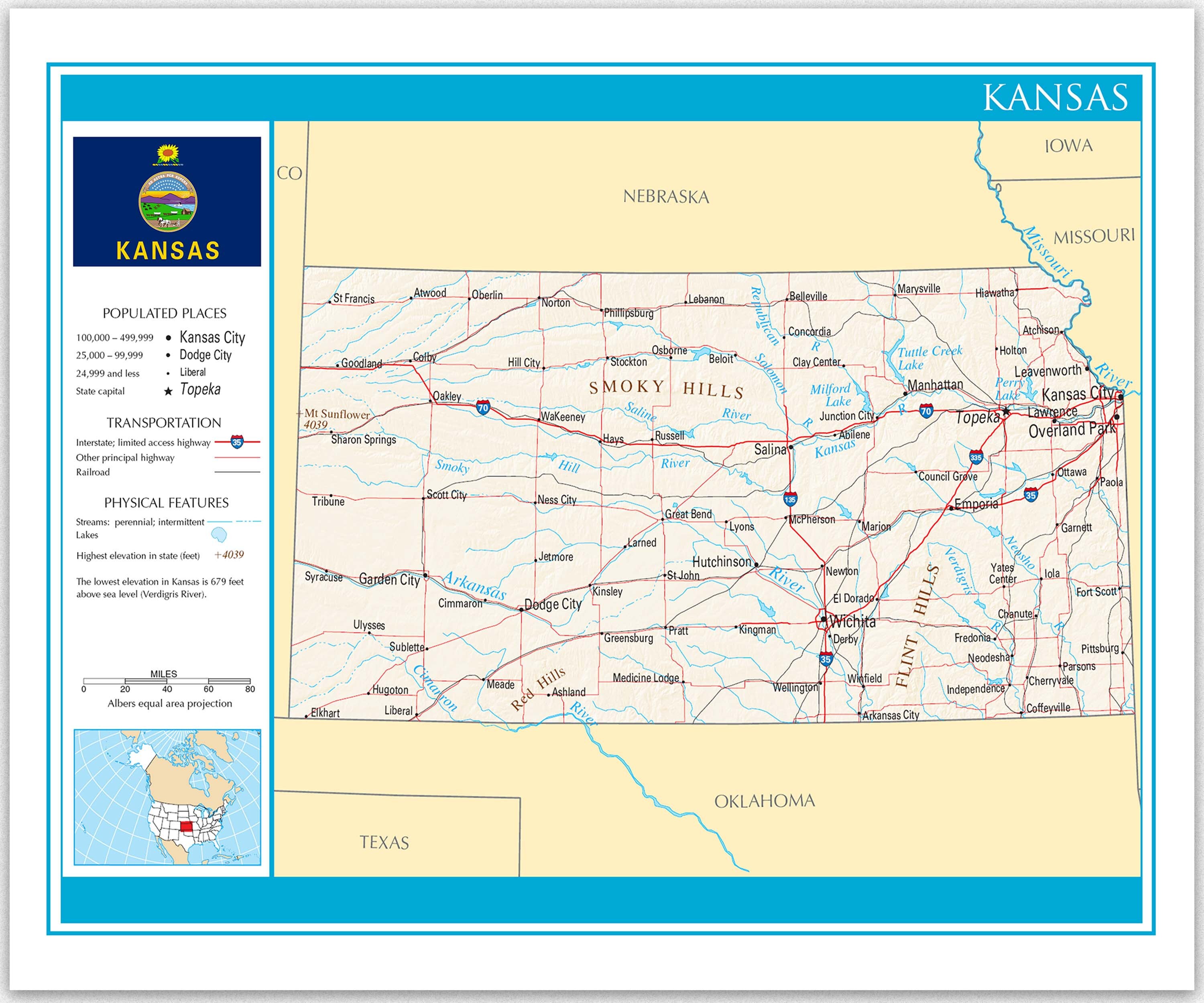 Kansas map us