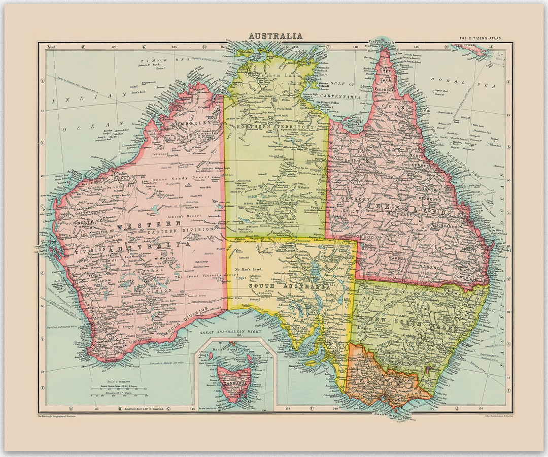 Australia Map Poster Print Watercolor Art Poster Home Decor Gift Office ...