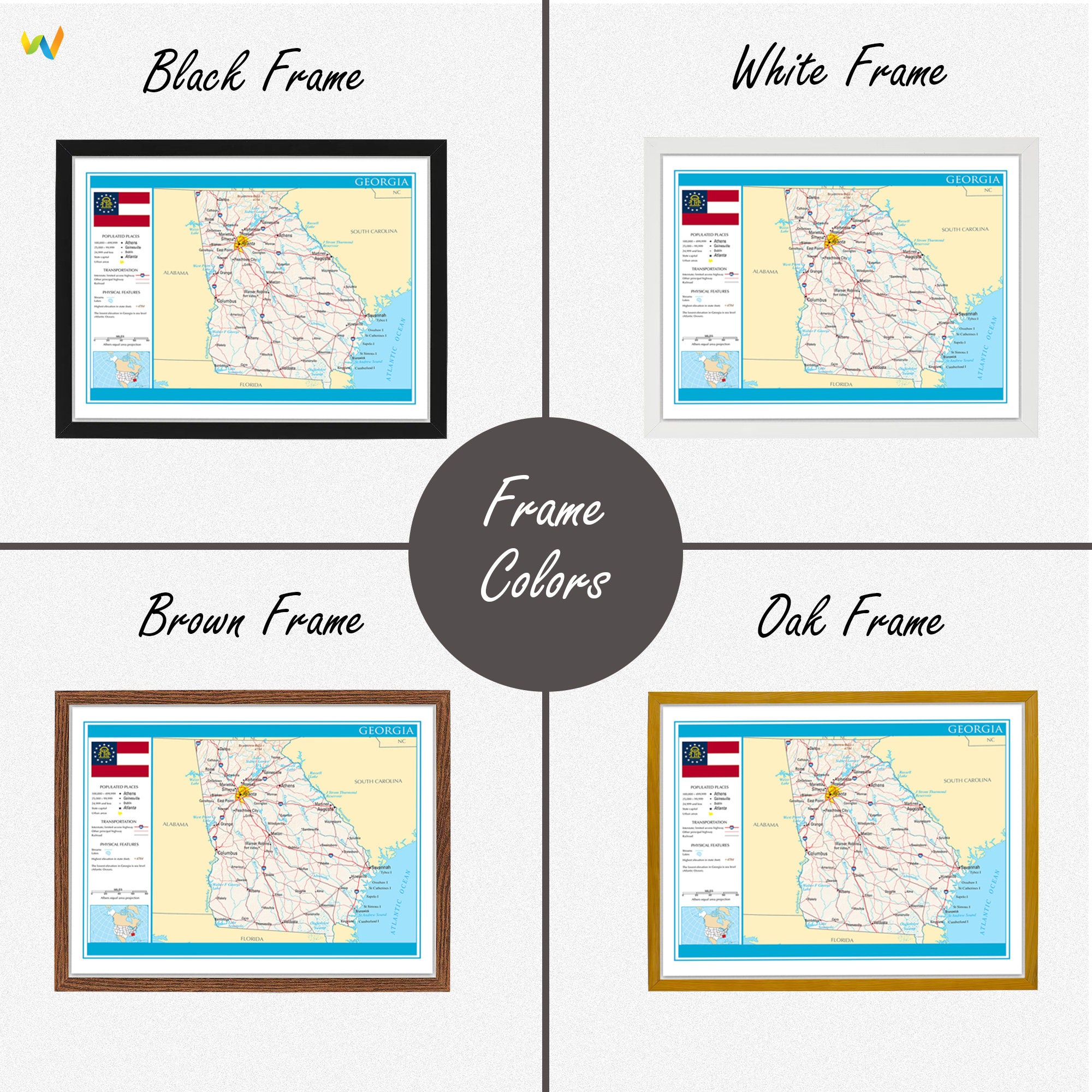 Georgia State Wall Map / Georgia Map Wall Art /georgia State Map Poster ...