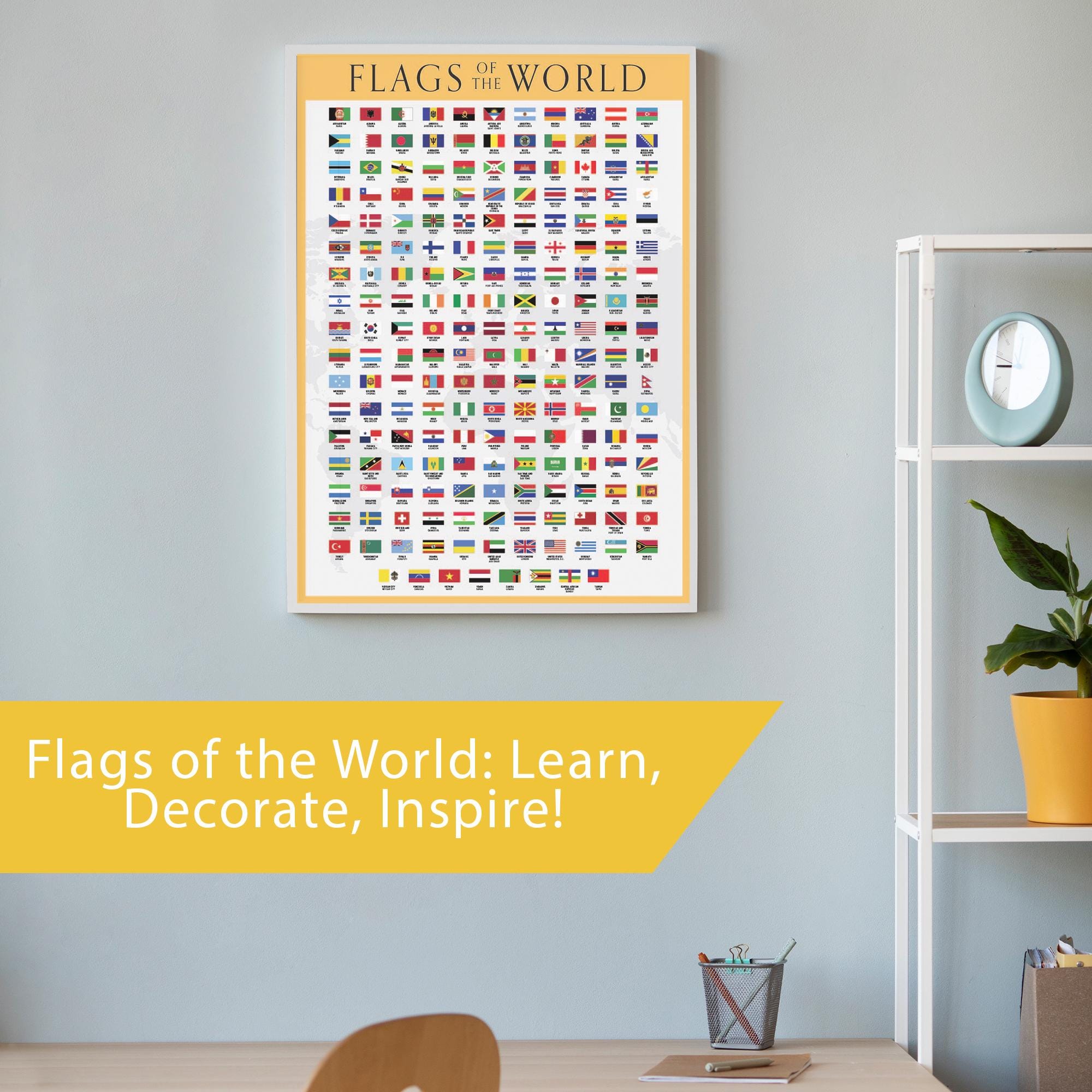 Flags of the World Poster, Educational Wall Art, Classroom World ...