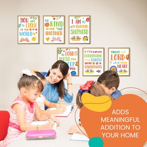 Bible Verse Posters Set of 6 - Christian Wall Art for Kids, Nursery ...