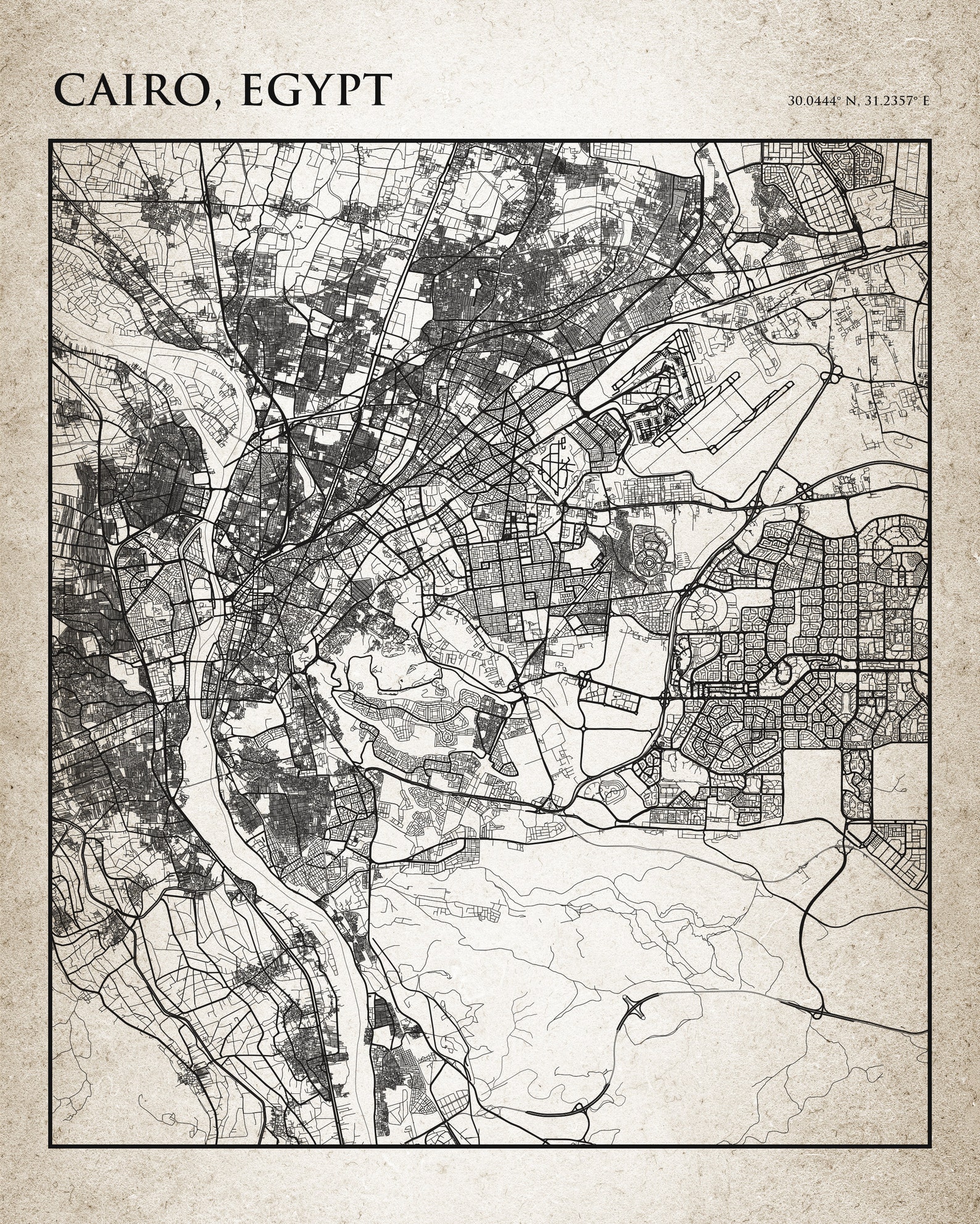 Cairo Capital City of Egypt Street Map of Cairo Mapbuddy Wall Art River ...