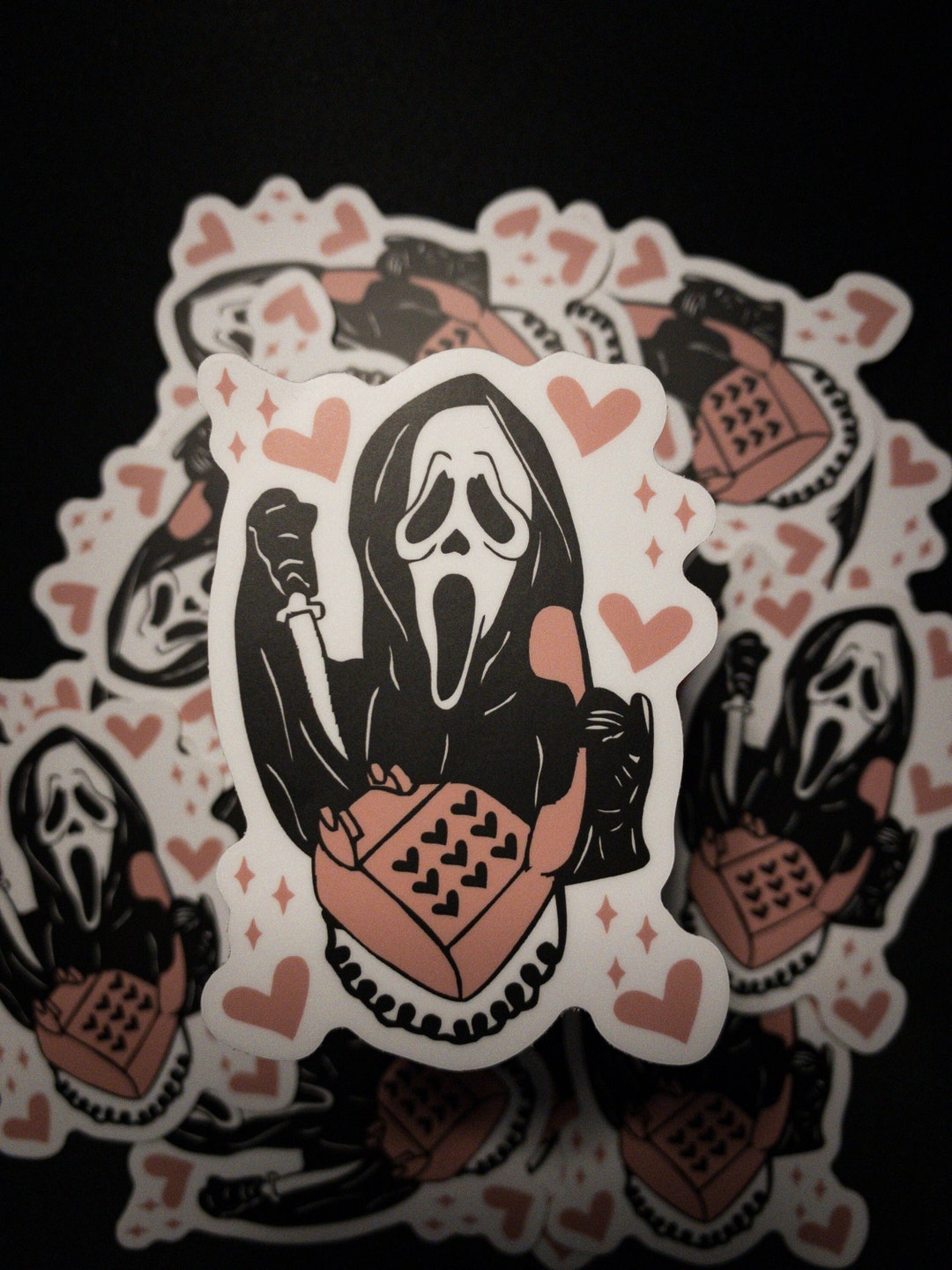 Ghostface Pink & Black Hearts Sticker - Etsy