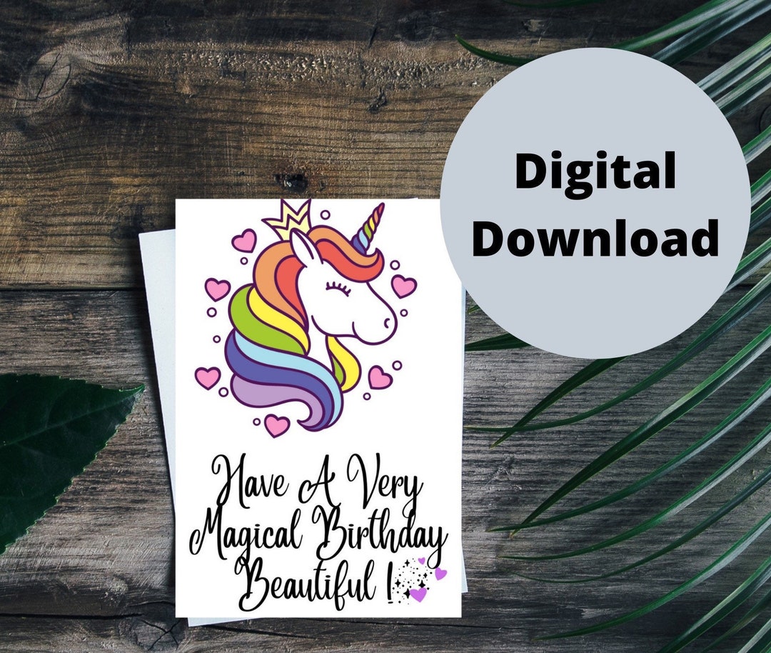 Unicorn Birthday Card Printable, Unicorn Birthday Card, Digital ...